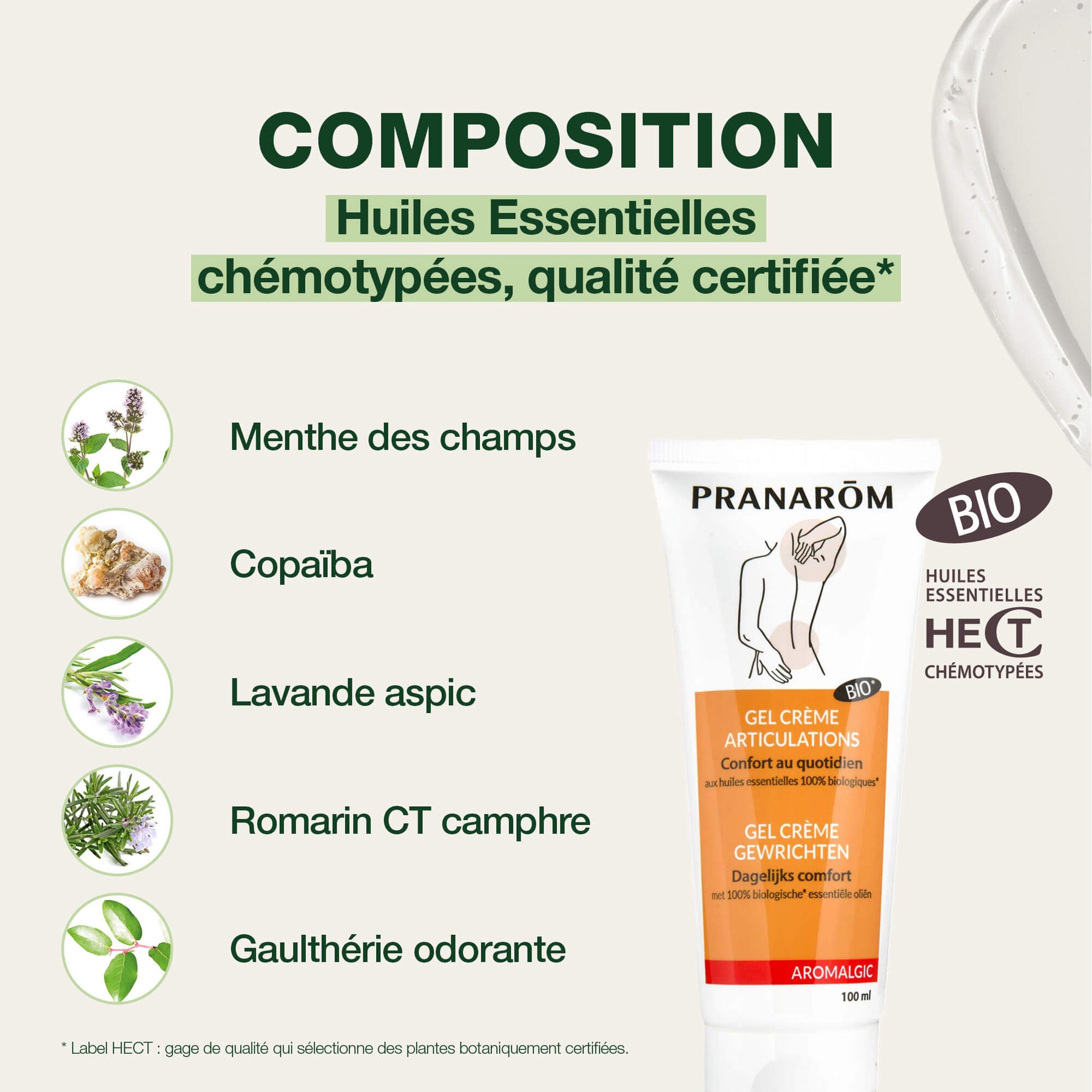 Gel crème - Articulations et muscles - 100 ml Bio | Pranarôm